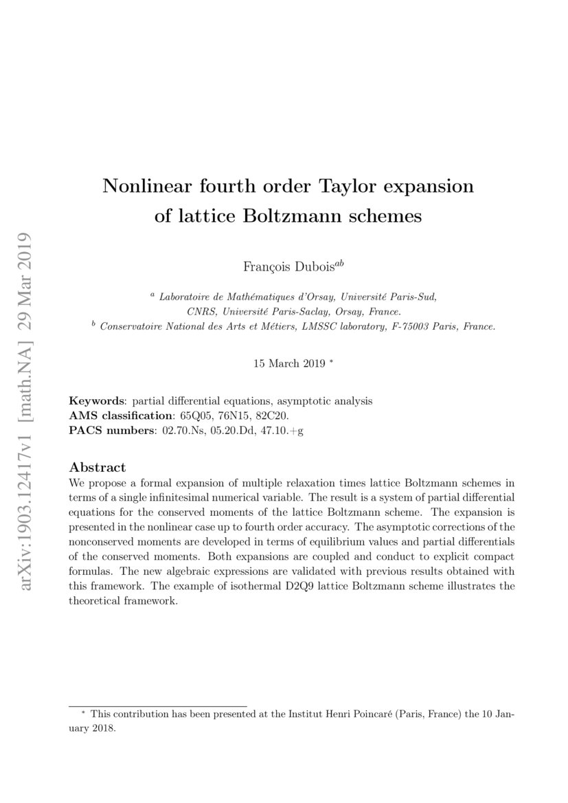Nonlinear fourth order Taylor expansion of lattice Boltzmann schemes ...