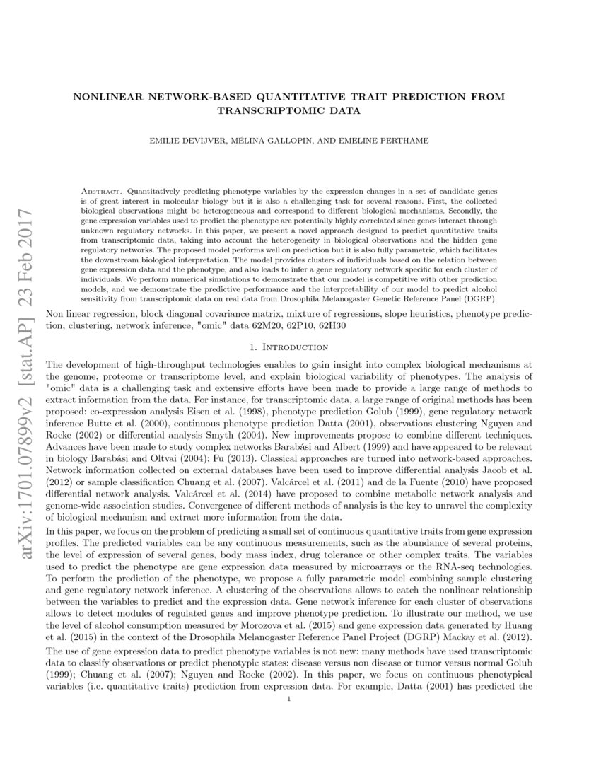 Nonlinear Network Based Quantitative Trait Prediction From