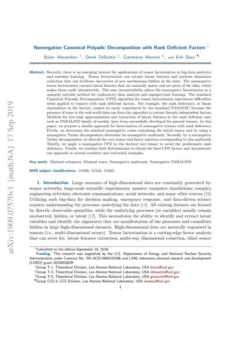 Nonnegative Canonical Polyadic Decomposition with Rank Deficient ...