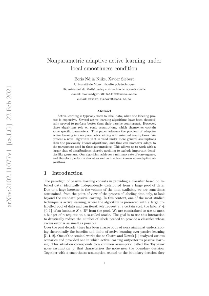 Nonparametric Adaptive Active Learning Under Local Smoothness Condition Deepai