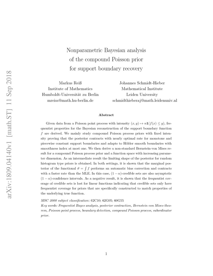 Nonparametric Bayesian analysis of the compound Poisson prior for support boundary recovery | DeepAI