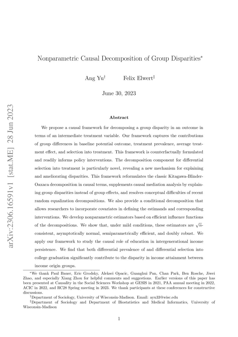 Nonparametric Causal Decomposition Of Group Disparities Deepai