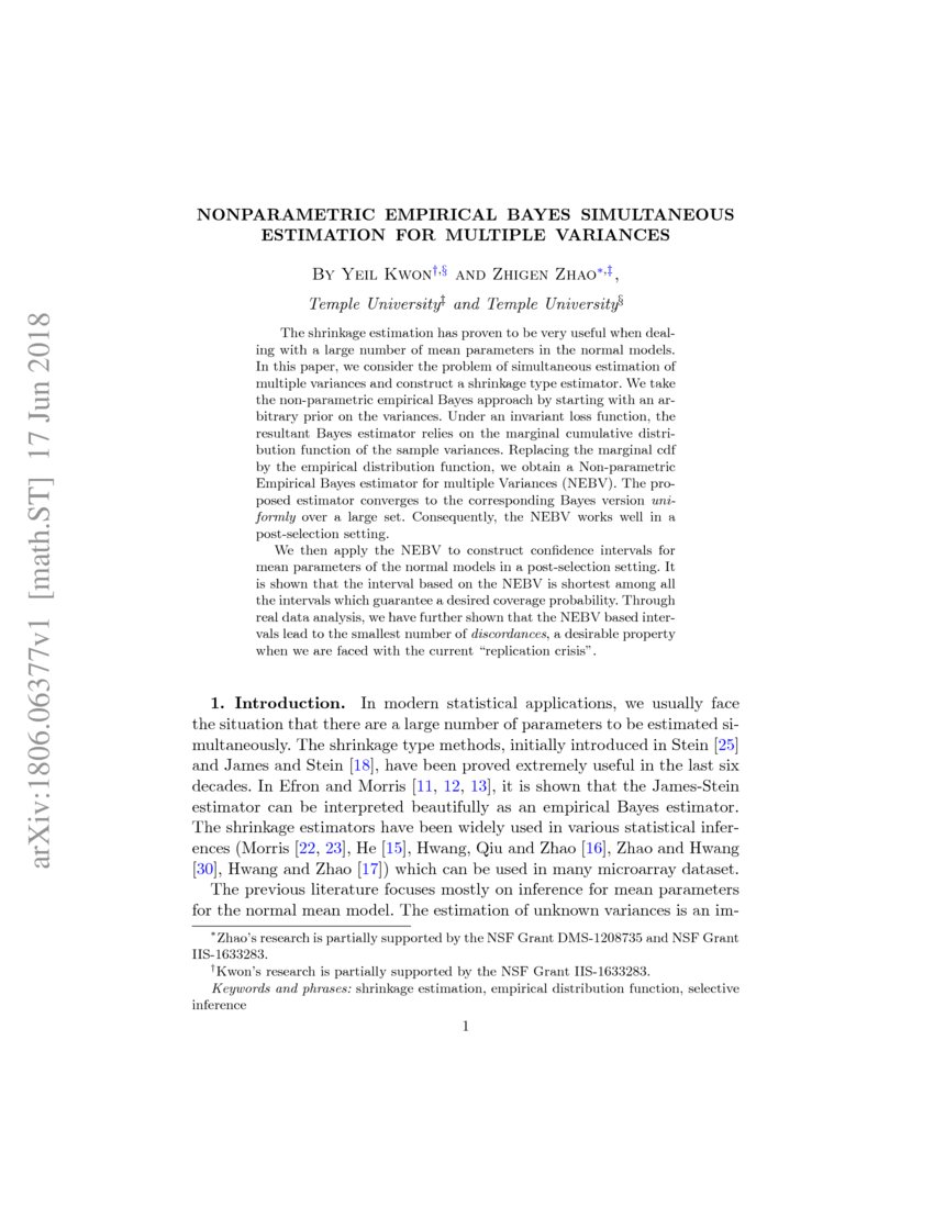 Nonparametric Empirical Bayes Simultaneous Estimation For Multiple Variances Deepai