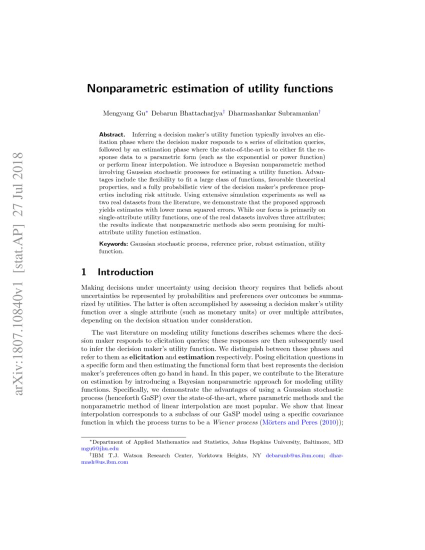 Nonparametric Estimation Of Utility Functions Deepai