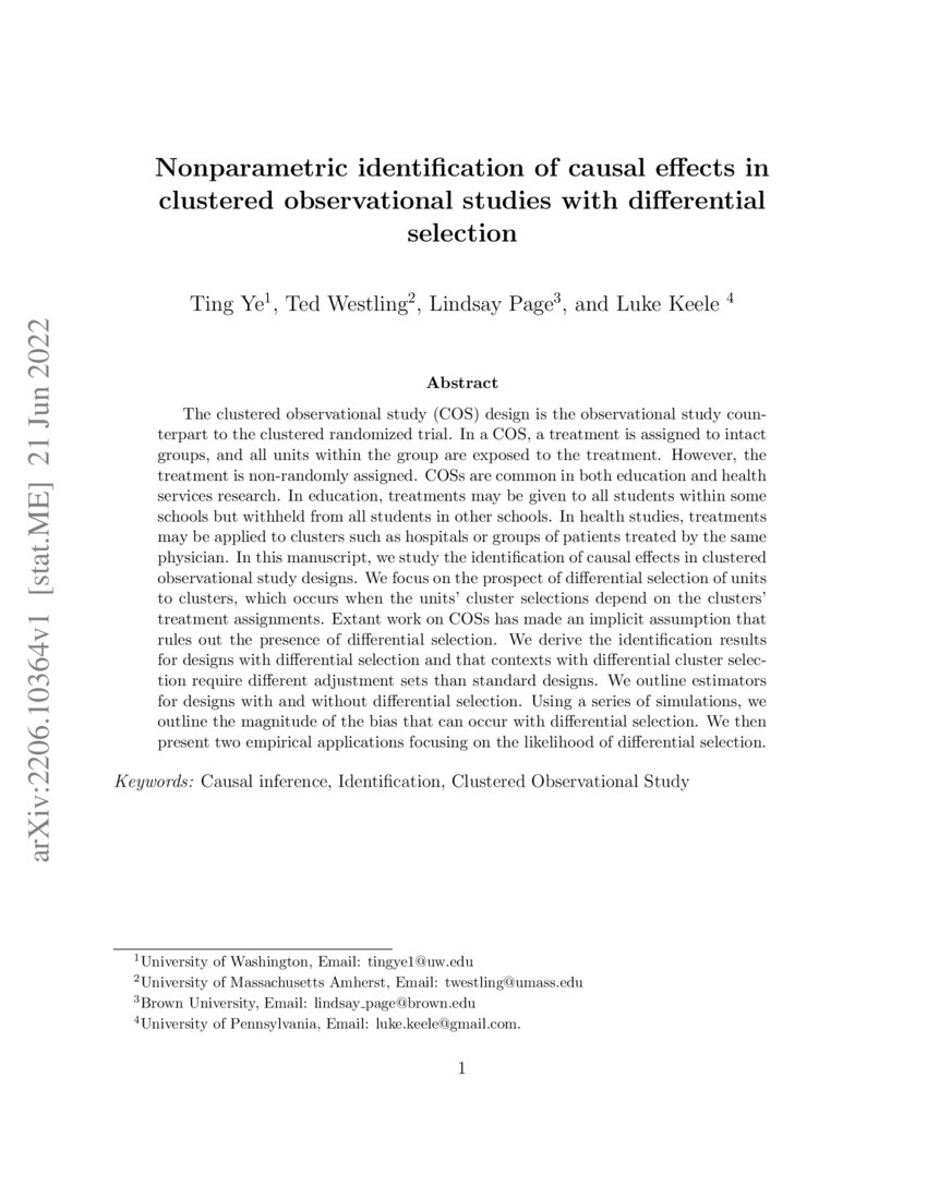 Nonparametric Identification Of Causal Effects In Clustered