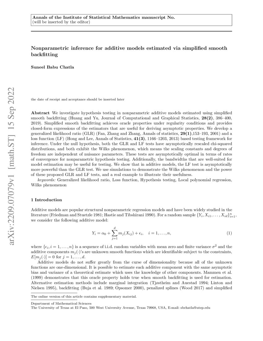 Nonparametric Inference For Additive Models Estimated Via Simplified Smooth Backfitting Deepai