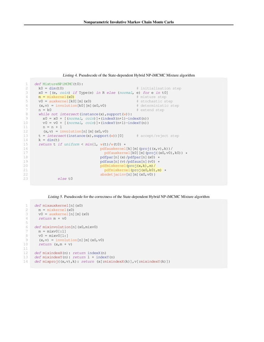 Nonparametric Involutive Markov Chain Monte Carlo | DeepAI Nonparametric Involutive Markov Chain Monte Carlo | DeepAI