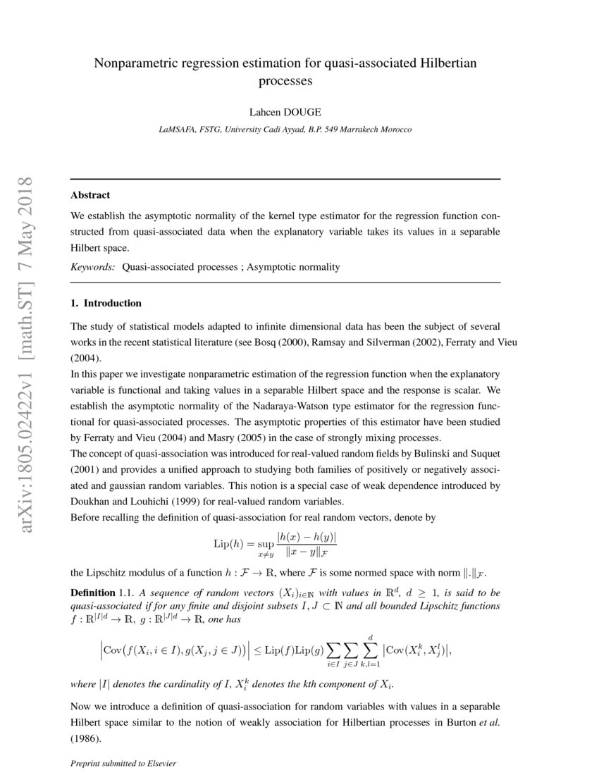 Nonparametric regression estimation for quasi-associated Hilbertian processes | DeepAI