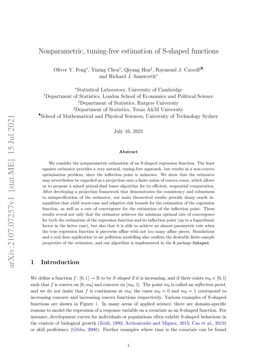 Nonparametric Tuning Free Estimation Of S Shaped Functions Deepai