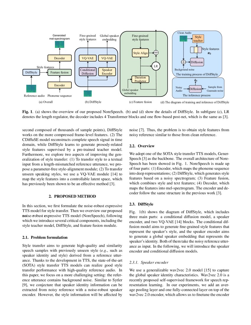 NoreSpeech: Knowledge Distillation based Conditional Diffusion Model ...