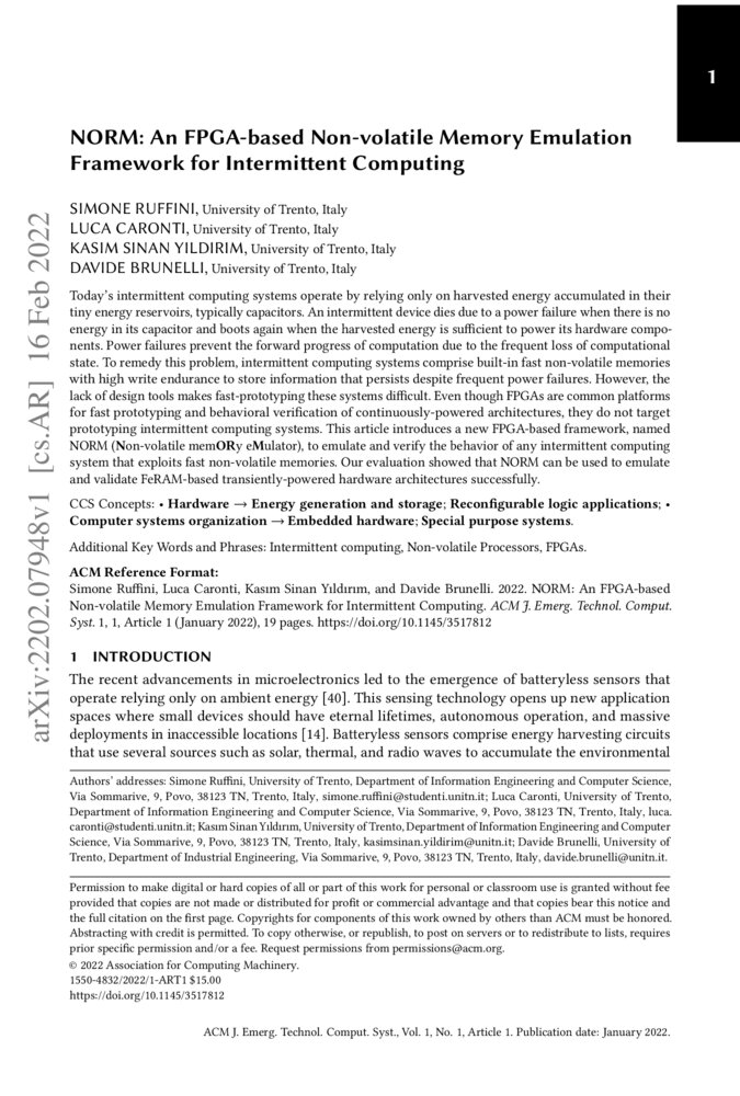 Norm An Fpga Based Non Volatile Memory Emulation Framework For 9427