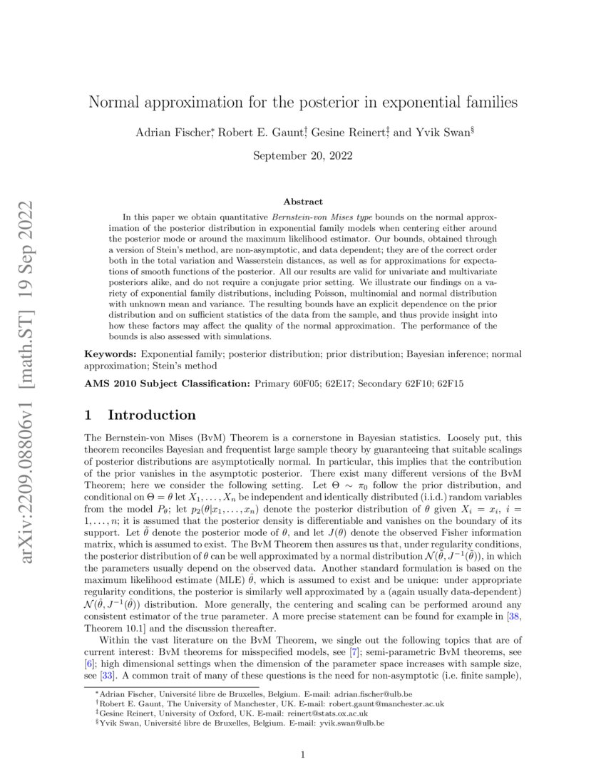 Normal Approximation For The Posterior In Exponential Families Deepai