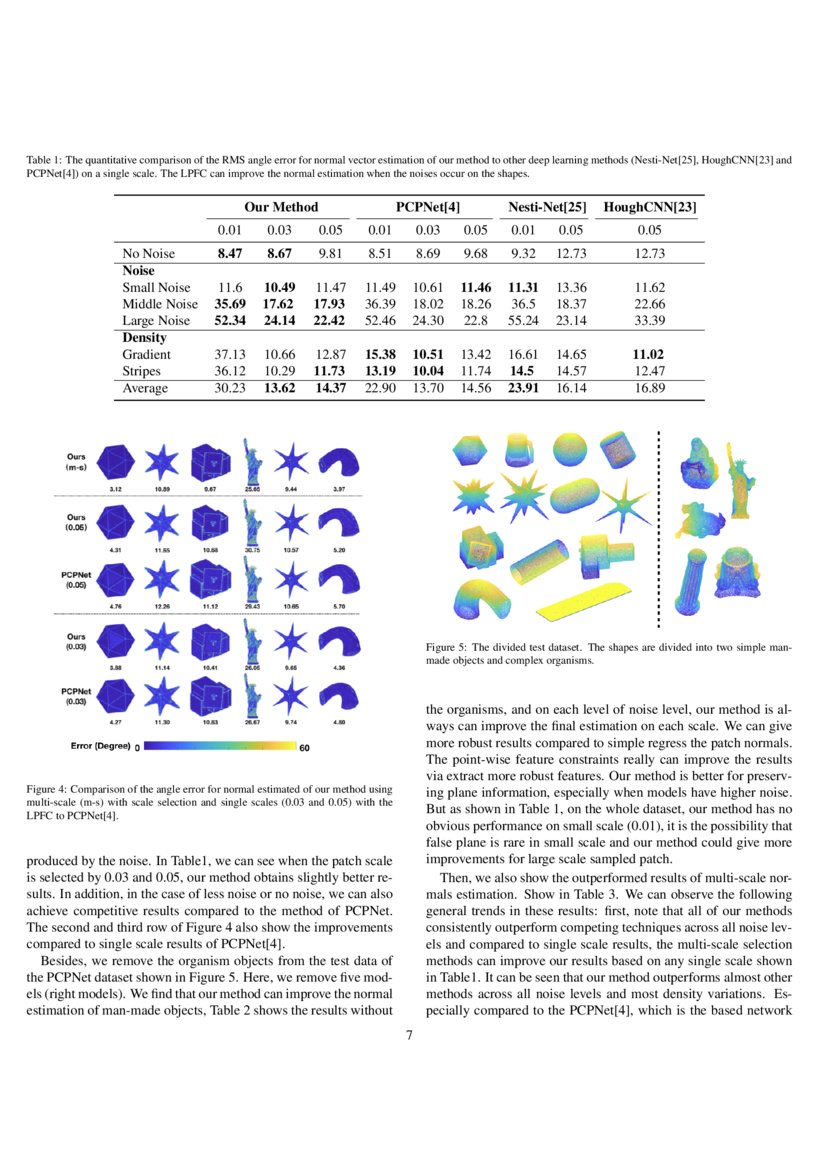 Normal Estimation For 3d Point Clouds Via Local Plane Constraint And Multi Scale Selection Deepai