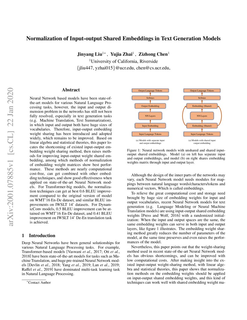 Normalization of Input-output Shared Embeddings in Text Generation Models | DeepAI