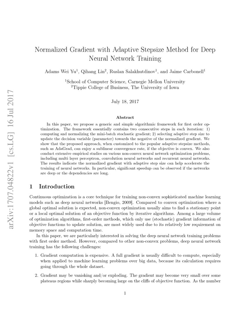 Normalized Gradient with Adaptive Stepsize Method for Deep Neural ...