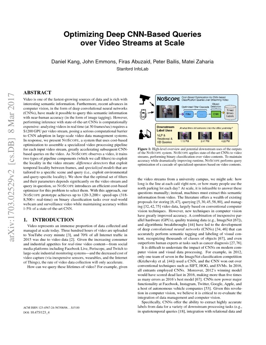 NoScope: Optimizing Neural Network Queries over Video at Scale | DeepAI NoScope: Optimizing Neural Network Queries over Video at Scale | DeepAI