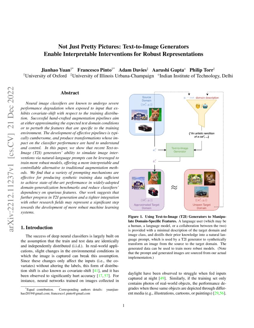 Not Just Pretty Pictures: Text-to-Image Generators Enable Interpretable Interventions for Robust ...