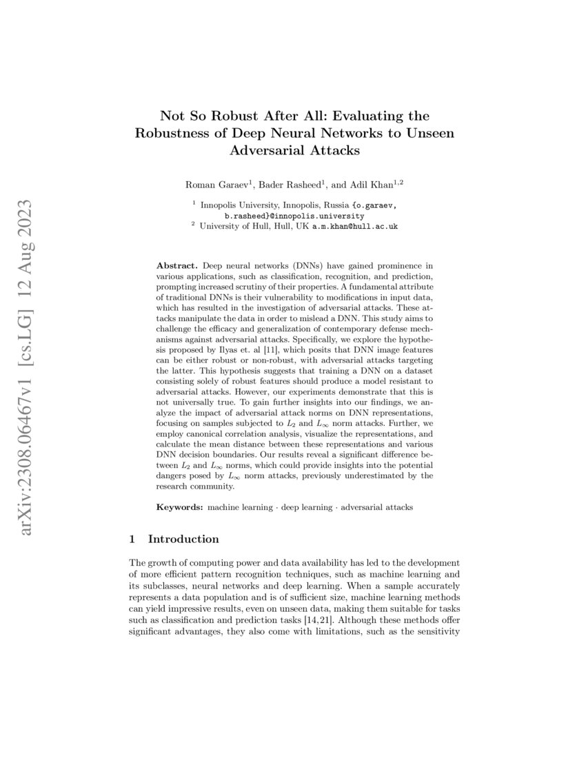 Not So Robust After All Evaluating The Robustness Of Deep Neural Networks To Unseen Adversarial