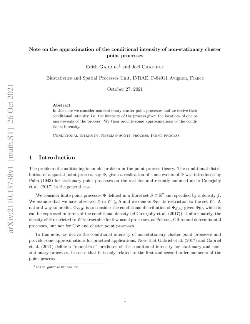 Note On The Approximation Of The Conditional Intensity Of Non