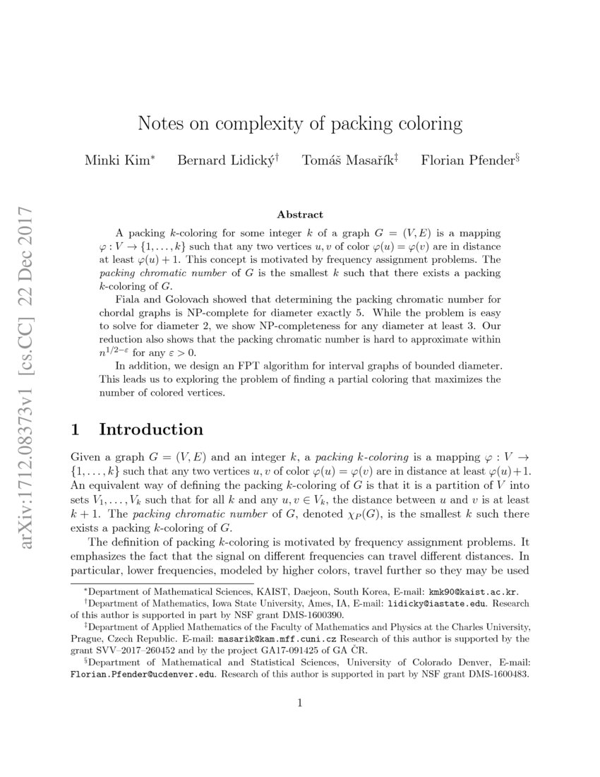 Notes on complexity of packing coloring | DeepAI