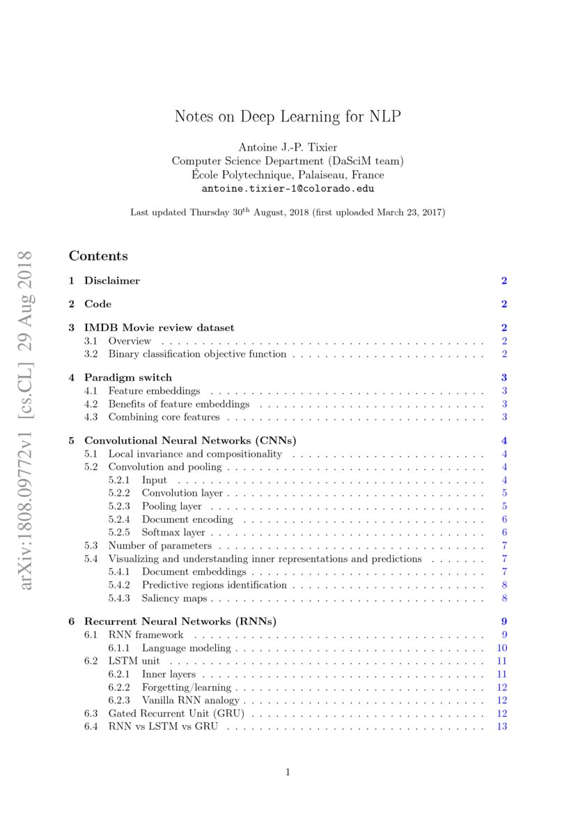 Notes on Deep Learning for NLP | DeepAI
