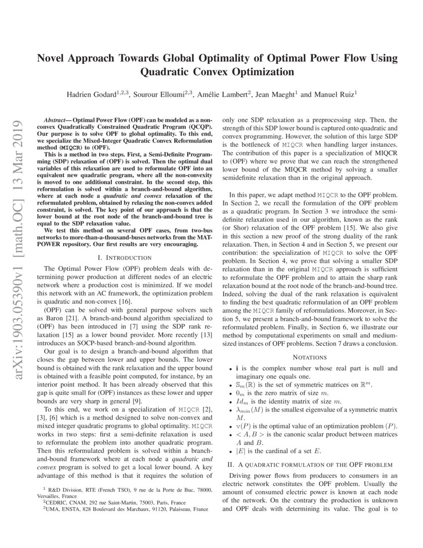 Novel Approach Towards Global Optimality Of Optimal Power Flow Using Quadratic Convex 