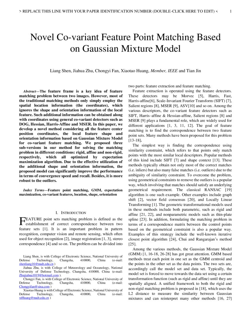 Novel Co-variant Feature Point Matching Based on Gaussian Mixture Model ...