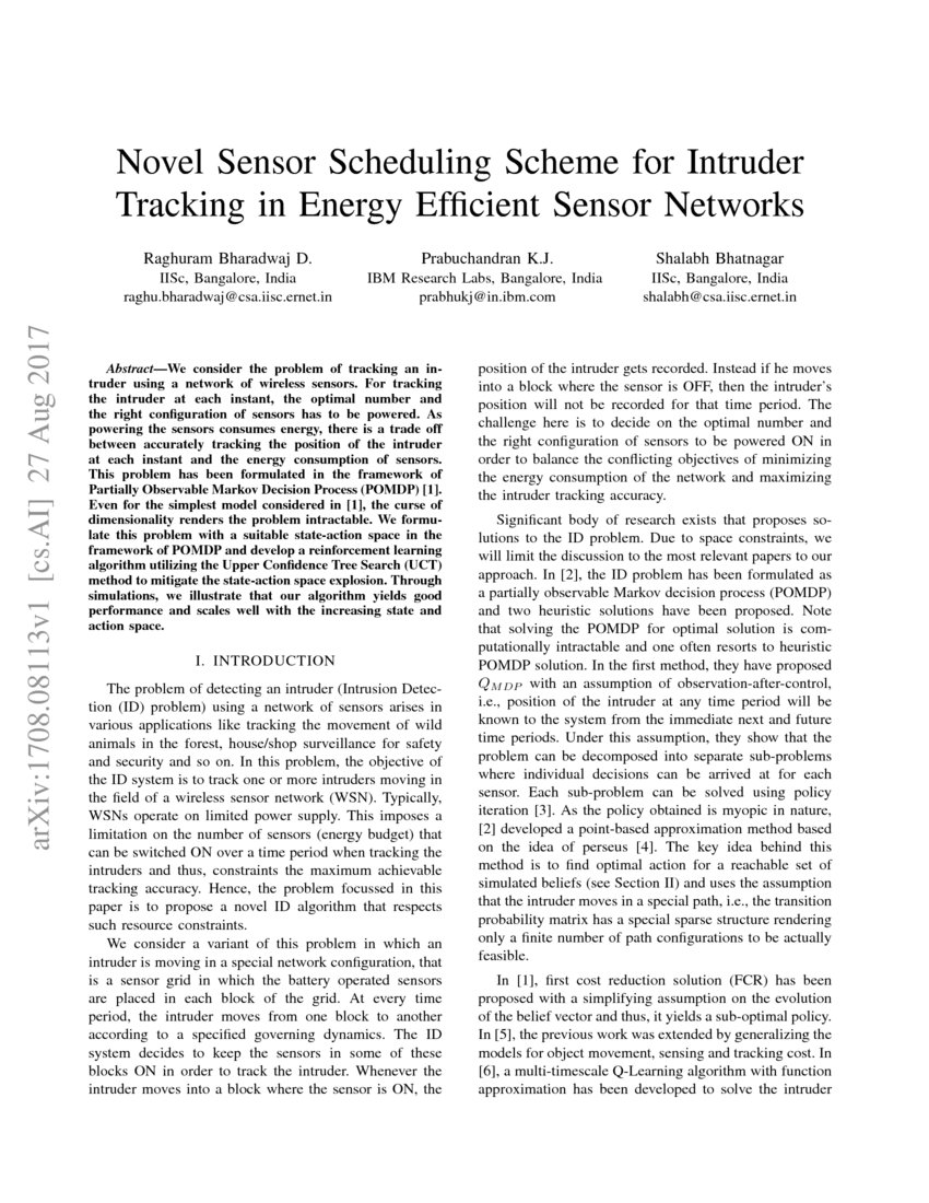 Novel Sensor Scheduling Scheme for Intruder Tracking in Energy ...