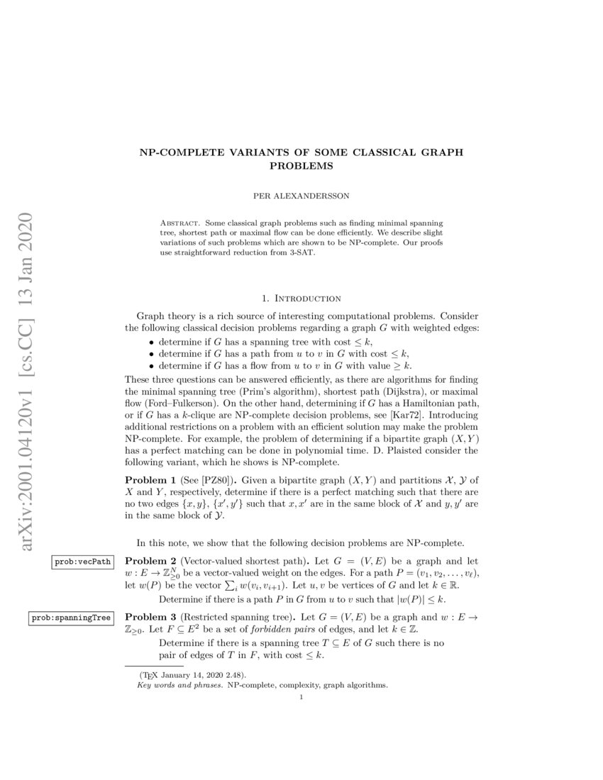 NP-complete variants of some classical graph problems | DeepAI