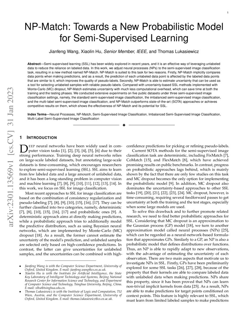 NP-Match: Towards a New Probabilistic Model for Semi-Supervised Learning | DeepAI