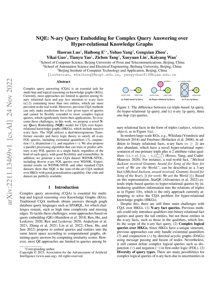 Nqe N Ary Query Embedding For Complex Query Answering Over Hyper Relational Knowledge Graphs 