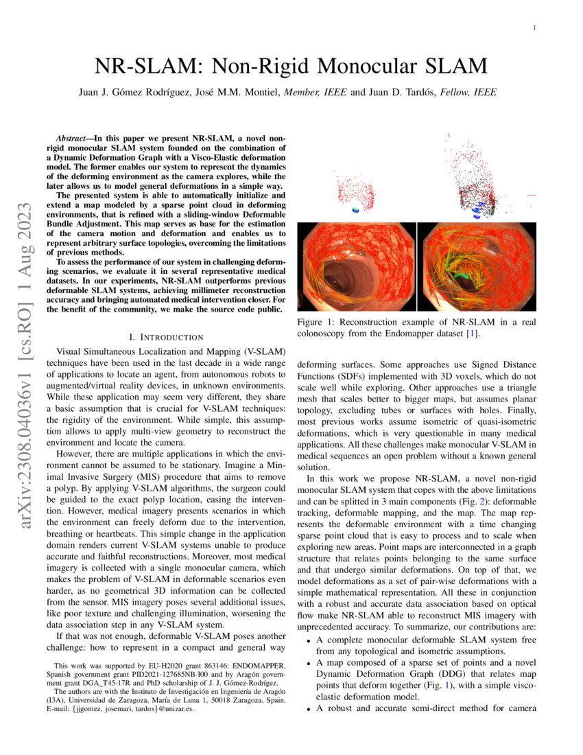 NR-SLAM: Non-Rigid Monocular SLAM | DeepAI