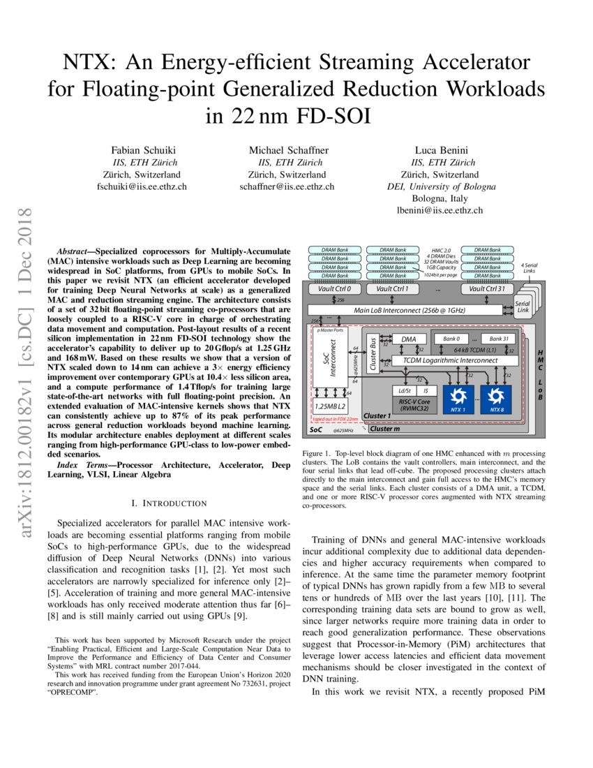 Ntx An Energy Efficient Streaming Accelerator For Floating Point Generalized Reduction