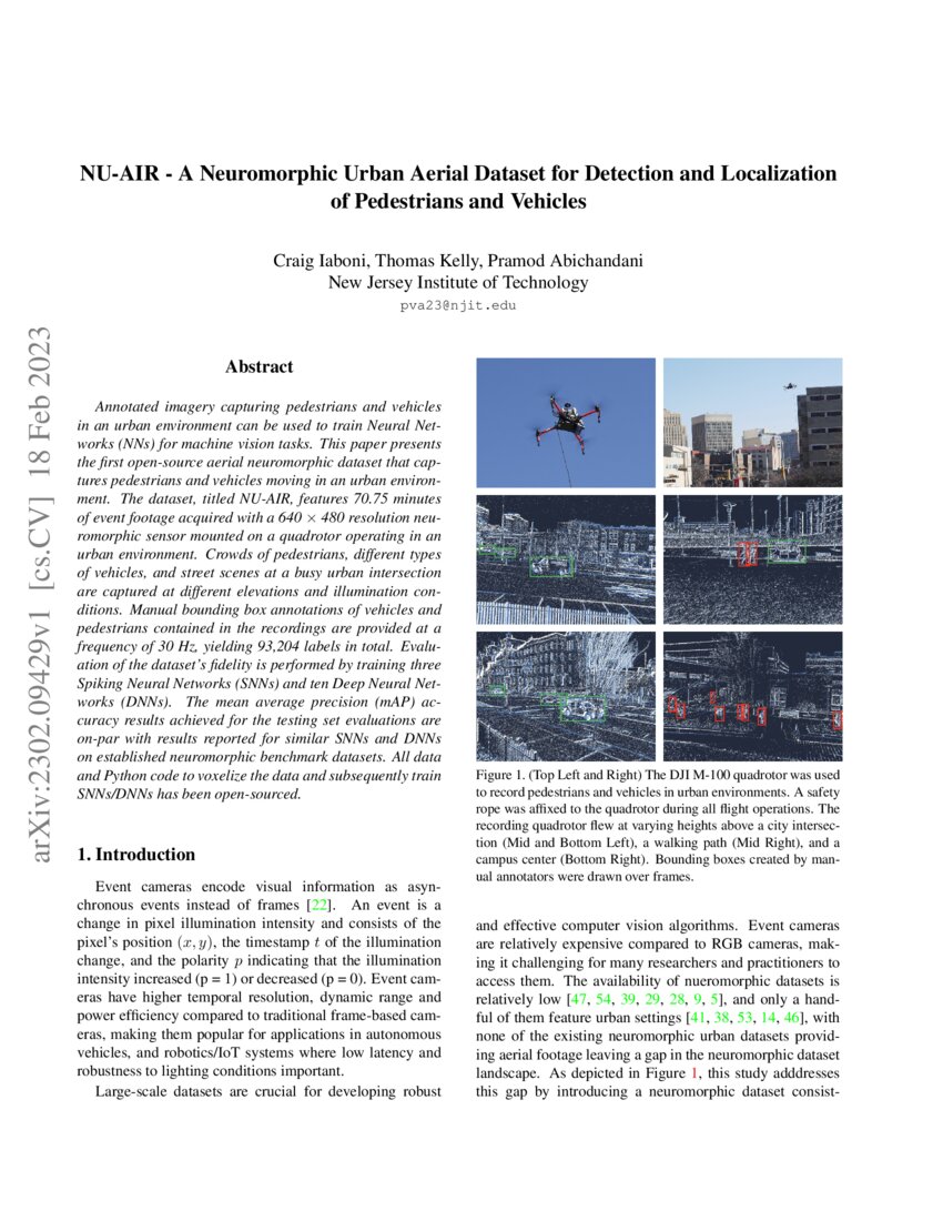 Nu Air A Neuromorphic Urban Aerial Dataset For Detection And Localization Of Pedestrians And