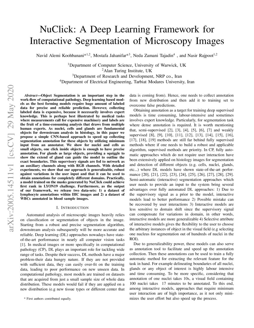 NuClick: A Deep Learning Framework for Interactive Segmentation of ...