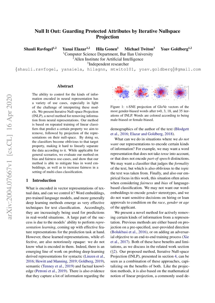 Null It Out: Guarding Protected Attributes by Iterative Nullspace ...