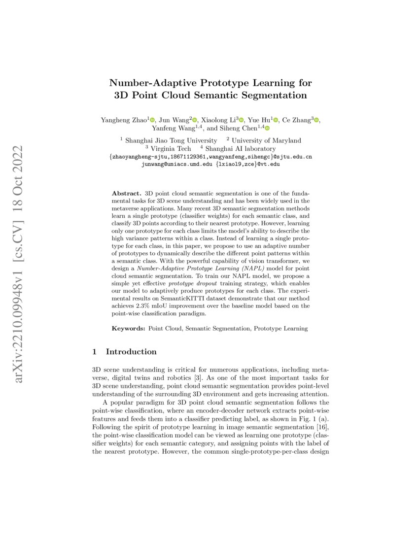 Number Adaptive Prototype Learning For 3d Point Cloud Semantic Segmentation Deepai 