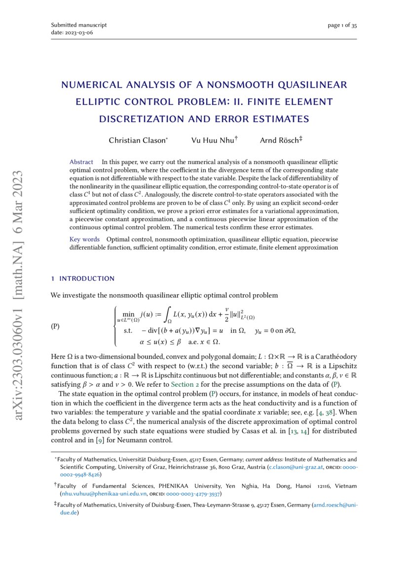 Numerical Analysis Of A Nonsmooth Quasilinear Elliptic Control Problem