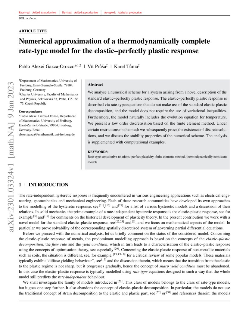 Numerical Approximation Of A Thermodynamically Complete Rate Type Model
