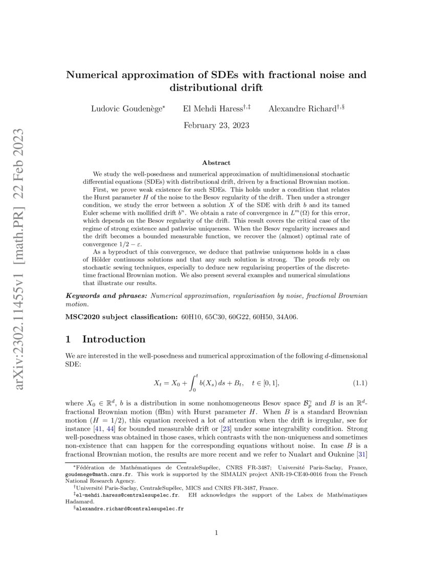 Numerical Approximation Of Sdes With Fractional Noise And