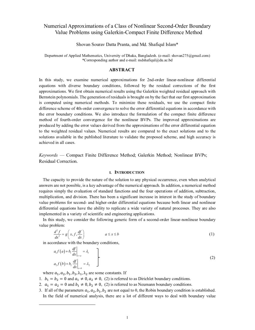 Numerical Approximations Of A Class Of Nonlinear Second Order Boundary Value Problems Using