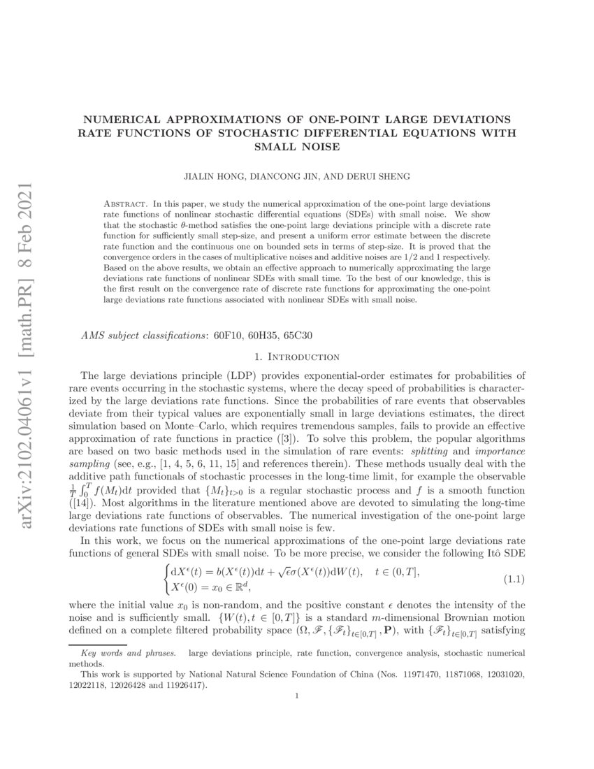 Numerical Approximations Of One Point Large Deviations Rate Functions Of Stochastic Differential