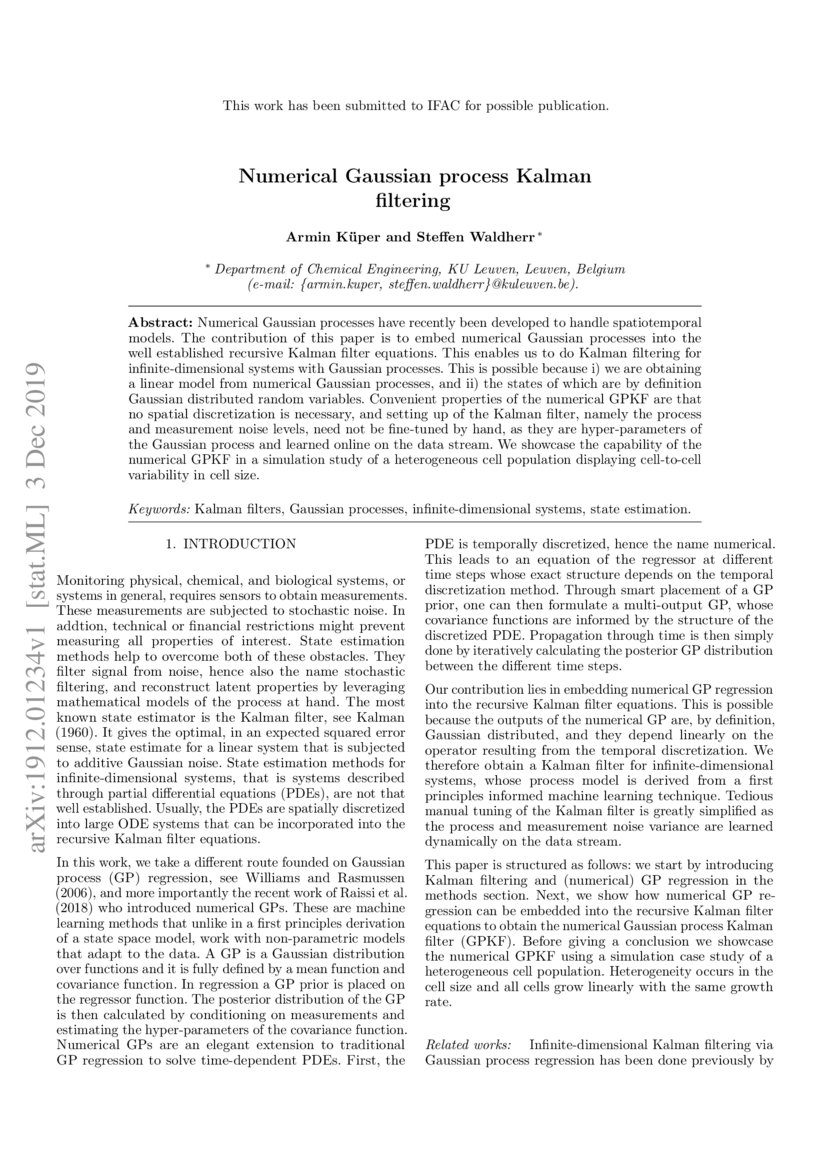 Numerical Gaussian Process Kalman Filtering Deepai