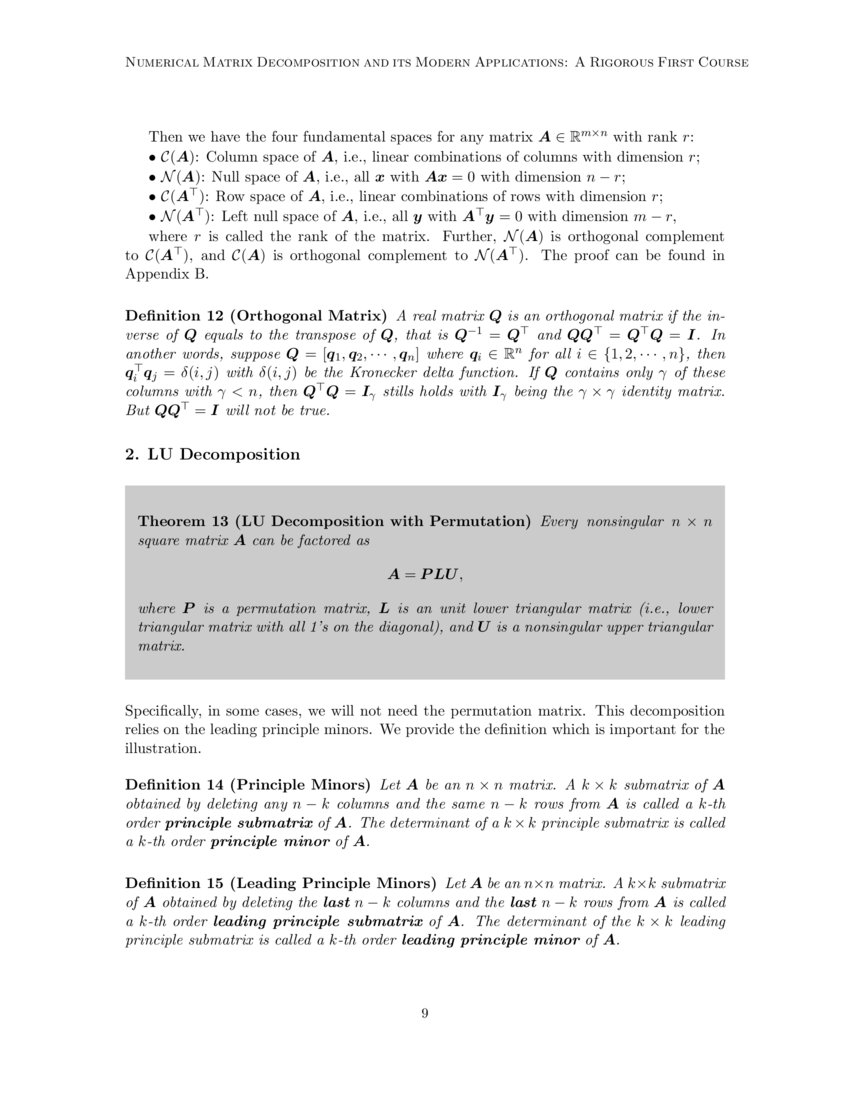 Numerical Matrix Decomposition And Its Modern Applications A Rigorous First Course Deepai