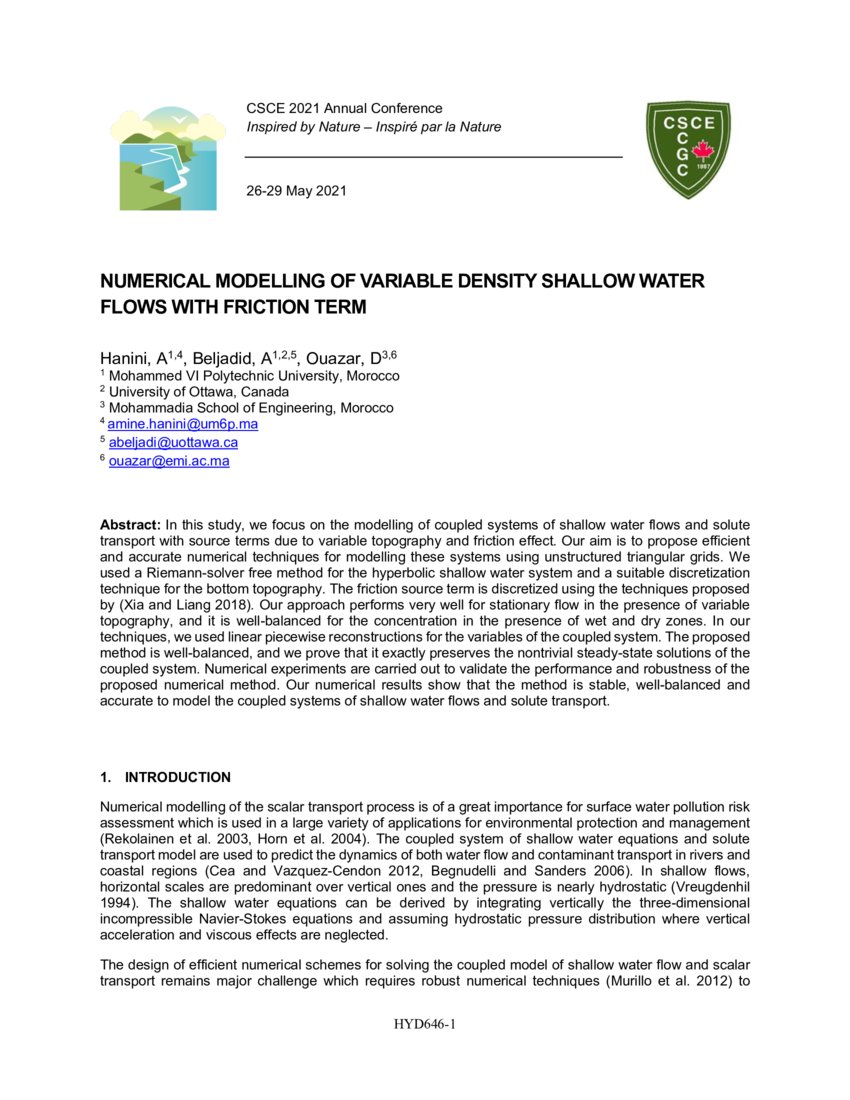 Numerical modelling of variable density shallow water flows with ...
