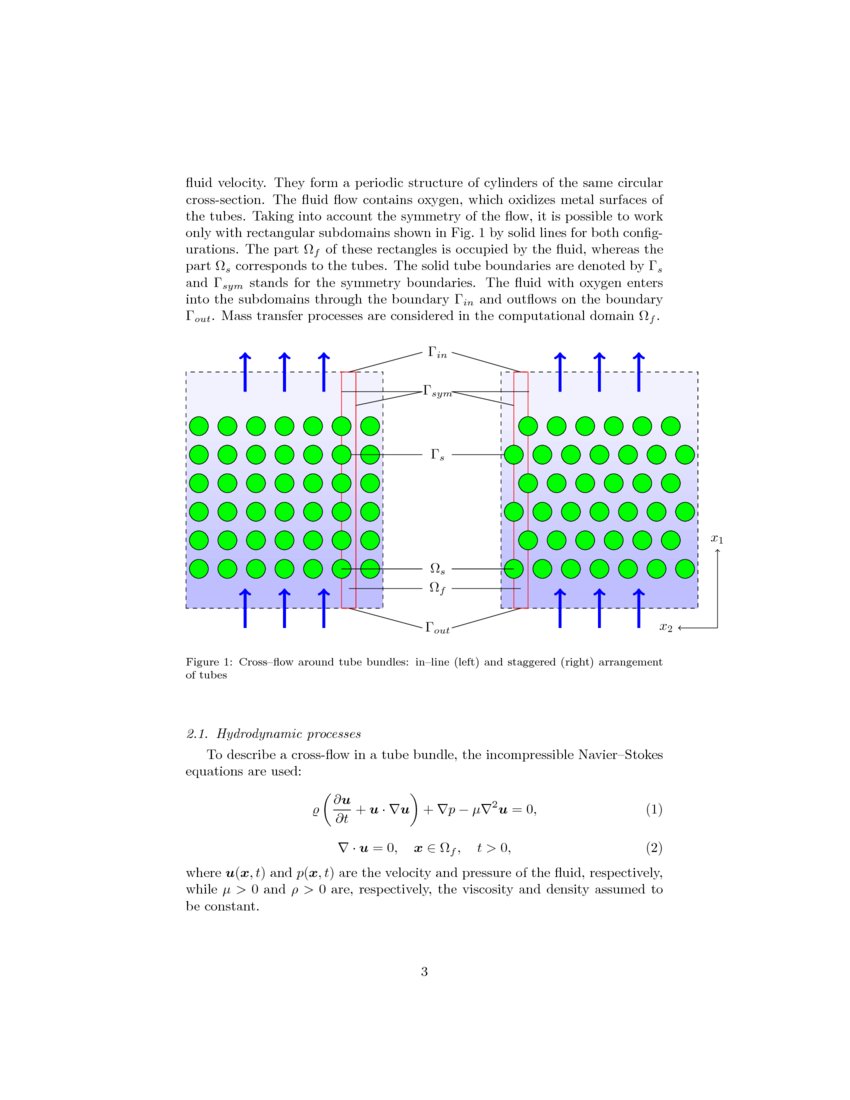 Numerical simulation of oxidation processes in a cross-flow around tube ...