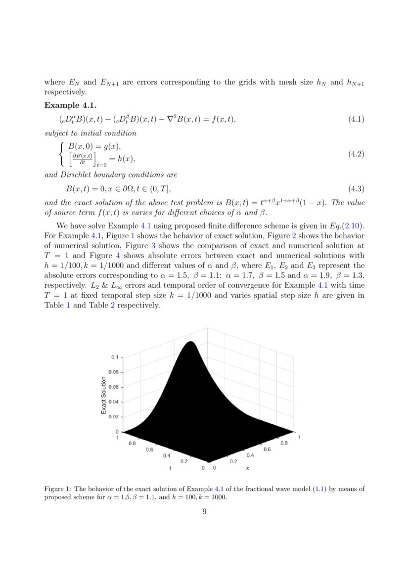 Numerical solutions of electromagnetic wave model of fractional derivative using class of finite ...