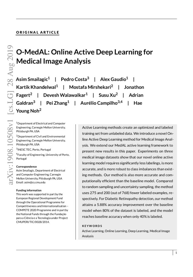 O-MedAL: Online Active Deep Learning for Medical Image Analysis | DeepAI