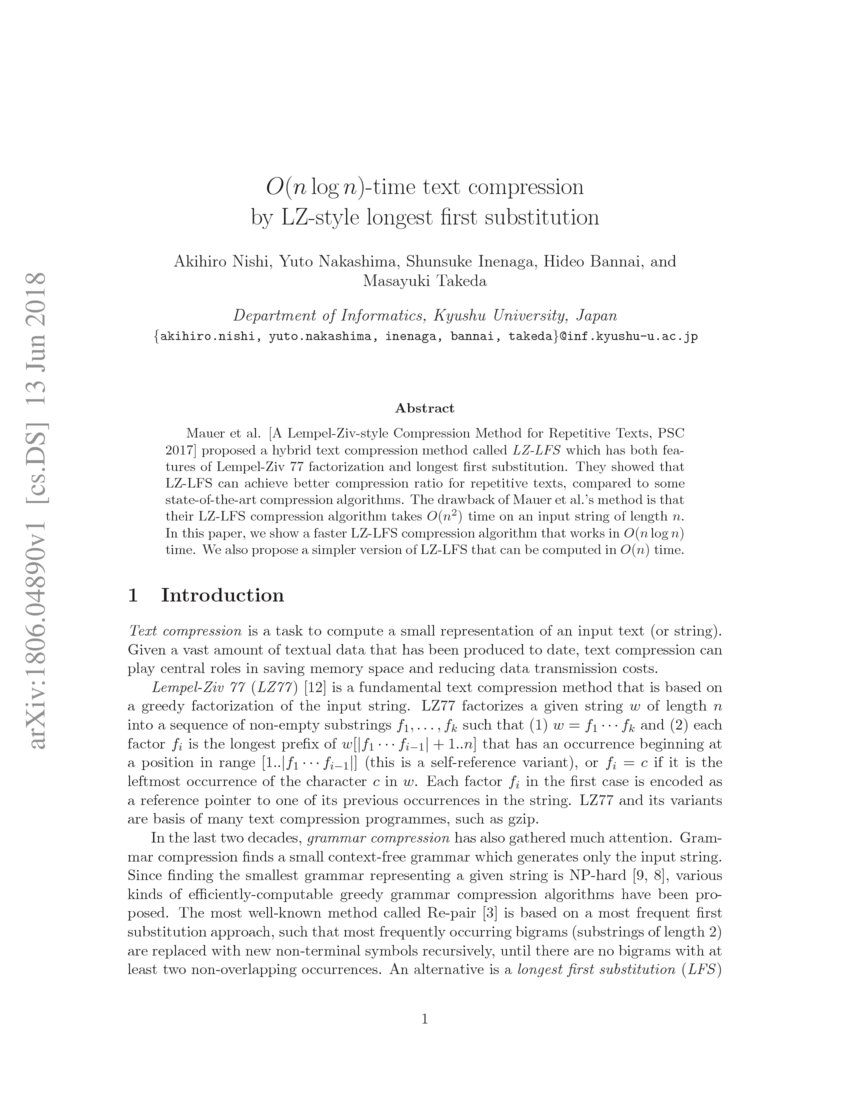 O(n n)-time text compression by LZ-style longest first substitution ...