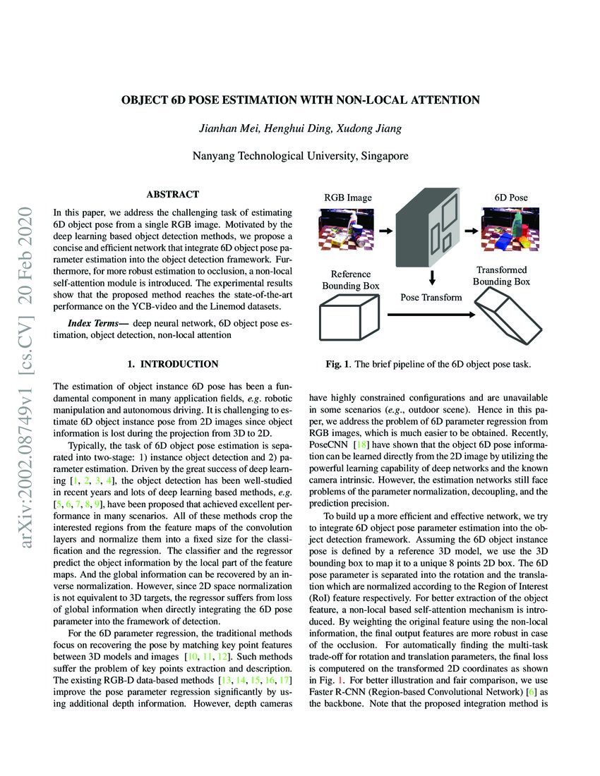 Object 6d Pose Estimation With Non Local Attention Deepai